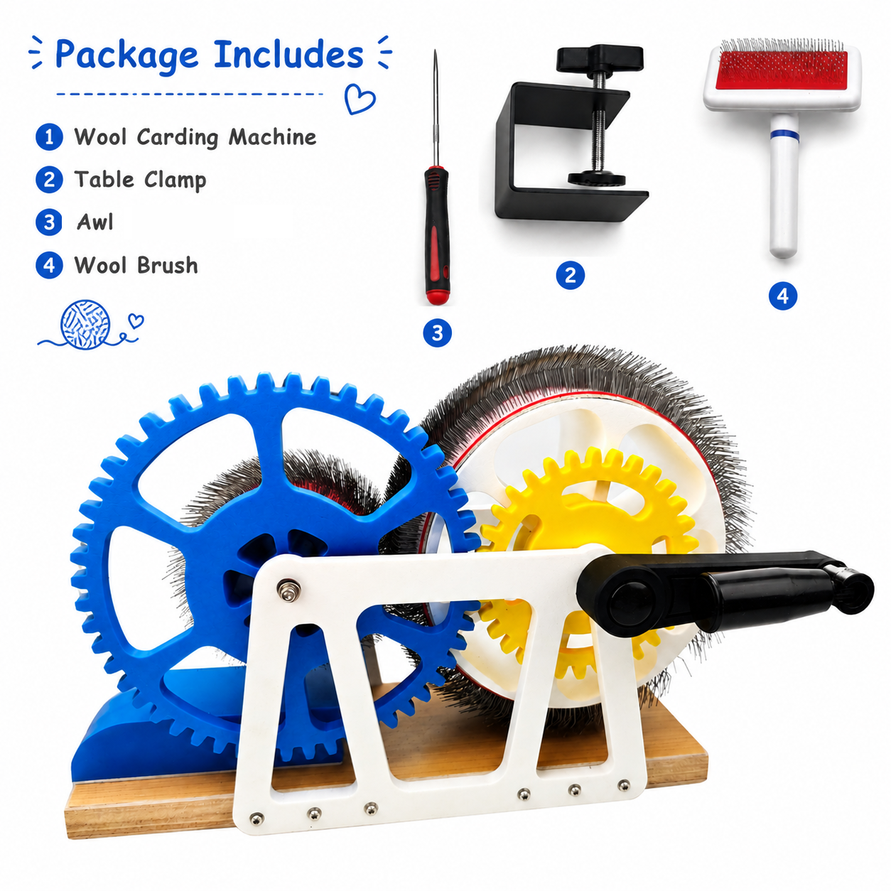 Hand Crank Wool Carder Machine | Desktop Fiber Blending & Carding Tool ...